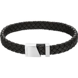 Calvin Klein Herren Armband, Leder/Edelstahl, schwarz