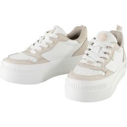 Buffalo Sneaker "Paired Court", Lederoptik, Plateauabsatz, für Damen, weiß, 39