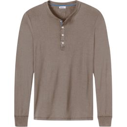 Schiesser Revival Karl-Heinz Langarmshirt, Henley-Ausschnitt, für Herren, braun, 5