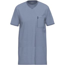 Ammann Extra Light Nachthemd, Bio-Baumwolle, Brusttasche, für Herren, blau, 56