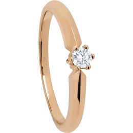 MONCARA Damen Ring, 585er Gold mit 1 Diamanten, ca. 0,12 Karat, roségold, 52