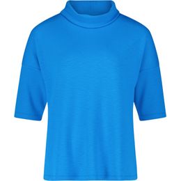 Cartoon T-Shirt, Halbarm, Rollkragen, für Damen, blau, 36