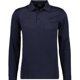 Ragman Poloshirt, Brusttasche, Langarm, für Herren, blau, S