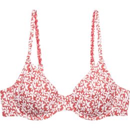 Esprit Calusa Beach Bikini-Oberteil, Bügel, florales Design, für Damen, rot, 44B