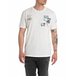 Replay T-Shirt, Rückenprint, für Herren, weiß, S