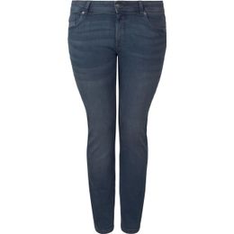 Tom Tailor plus Plus Jeans, Slim-Jeans, Dark-Washed, uni, für Damen, blau, 48