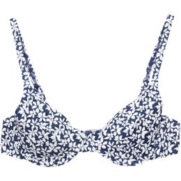Esprit Calusa Beach Bikini-Oberteil, Bügel, florales Design, für Damen, blau, 38C