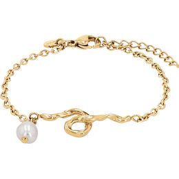 NOELANI Damen Armband, Edelstahl mit Süßwasserzuchtperle, gold, 99