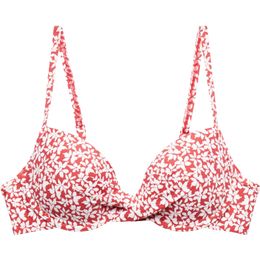 Esprit Calusa Beach Bikini-Oberteil, Bügel, florales Design, für Damen, rot, 38A