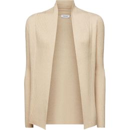 Esprit Strickjacke, Stehkragen, Rippstruktur, für Damen, beige, XL