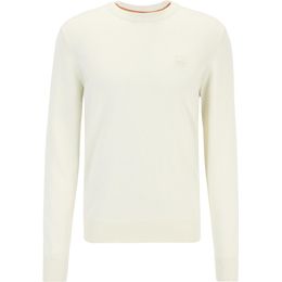 BOSS Pullover, Rundhals, Logo-Stickerei, für Herren, beige, S