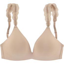 Lascana Push-Up BH, nahtlos, bügellos, Spitze, für Damen, beige, 80A