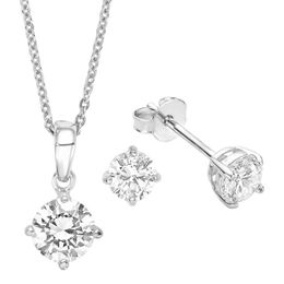 Amor Damen Schmuck Set Kette mit Anhänger und Ohrstecker, 925er Silber, silber, 42