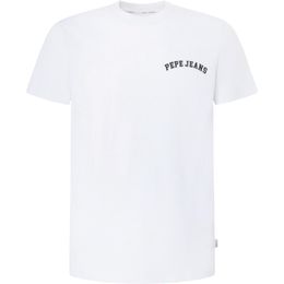 Pepe Jeans T-Shirt, Baumwolle, Logo-Stickerei, für Herren, weiß, XXL