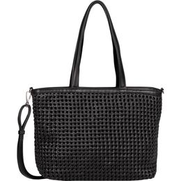 Gabor® Shopper, Reißverschluss, Flecht-Optik, für Damen, schwarz