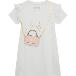 Guess Shirtkleid, Rüschen, Pailletten, Rundhals, für Kinder, weiß, 116