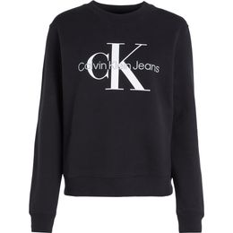 Calvin Klein Jeans Sweatshirt, Baumwolle, Logo-Print, für Damen, schwarz, XS