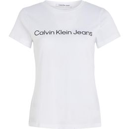 Calvin Klein Jeans T-Shirt, Logo, Rundhals, für Damen, weiß, XS
