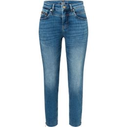 MAC Rich Jeans, knöchellang, Slim-Fit, Fransen-Details, für Damen, blau, 38/26