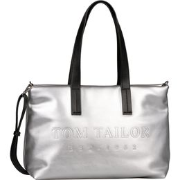 Tom Tailor Shopper, Reißverschluss, Kunstleder, für Damen, silber