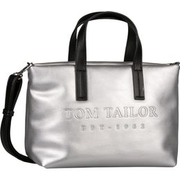Tom Tailor Shopper, Reißverschluss, Logo-Prägung, für Damen, silber