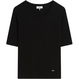 Cinque Shirt, U-Ausschnitt, Rippstruktur, für Damen, schwarz, M