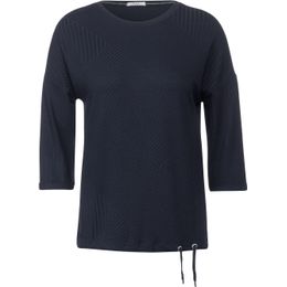 Cecil T-Shirt, 3/4-Arm, Strukturmuster, für Damen, blau, XXL