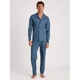 Calida Relax Streamline Pyjama, Reverskragen mit durchgehender Knopfleiste, 2-teilig, für Herren, blau, L
