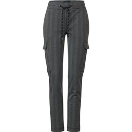 Cecil Cargo Joggpants "Tracy", Komfortbund, Fischgrätmuster, für Damen, schwarz, XL/30