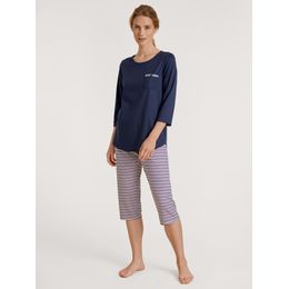 Calida Sweet Dreams Capri-Schlafanzug, Baumwolle, 2-teilig, für Damen, blau, XS