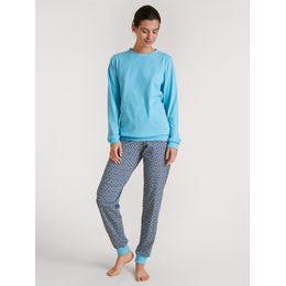Calida Spring Nights Schlafanzug, Baumwolle, für Damen, blau, L