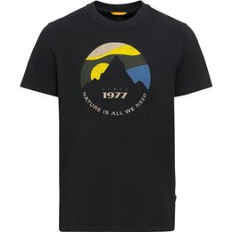 Camel Active T-Shirt, Kurzarm, Motiv-Print, für Herren, schwarz, M