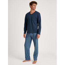 Calida Relax Streamline Schlafanzug, Baumwolle, für Herren, blau, XL