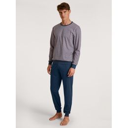 Calida Relax Streamline Schlafanzug, Baumwolle, Tapered Fit, für Herren, blau, XXL