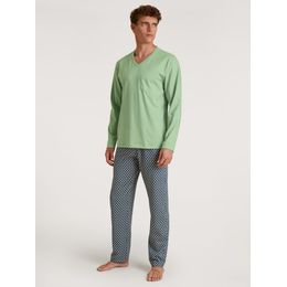 Calida Relax Imprint Schlafanzug, Baumwolle, 2-teilig, für Herren, grün, XL