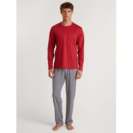 Calida Relax Streamline Schlafanzug, Baumwolle, für Herren, rot, XXL