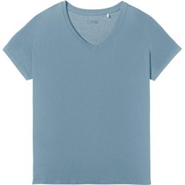 Schiesser Mix + Relax Schlafanzug-Oberteil, V-Ausschnitt, für Damen, blau, 38