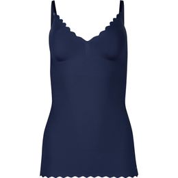Skiny® Micro Essentials Unterhemd, Wellenkante, Microfaser, für Damen, blau, 36