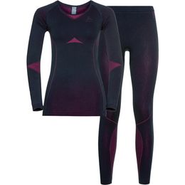 Odlo Unterwäsche-Set "Evolution Warm", schnell trocknend, atmungsaktiv, für Damen, blau, XL