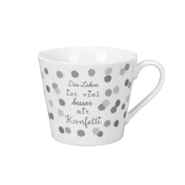 Krasilnikoff Happy Cup Tasse Das Leben ist viel besser mit Konfetti, 400 ml