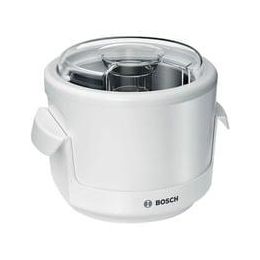 Eisbereiter-Aufsatz MUZS2EB, Eismaschine weiß, für Küchenmaschine MUM Serie 2 Material: Kunststoff Kompatibel mit: Bosch MUM Serie 2 Fassungsvermögen: 550 Liter