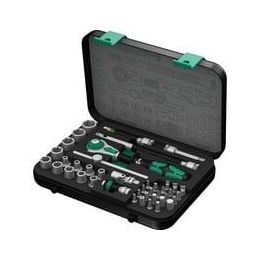Wera Zyklop Speed-Knarrensatz 8100 SA 2, 1/4", Werkzeug-Set schwarz/gr&uuml;n, 42-teilig, Speed-Knarre mit schwenkbarem Kopf