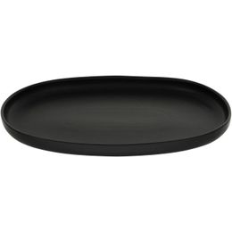 Creatable Servierplatte Uno Black, Steinzeug, (1-tlg), Premiumproduktion "Made in Europe" mit seidenmatter Glasur, 33 cm, schwarz