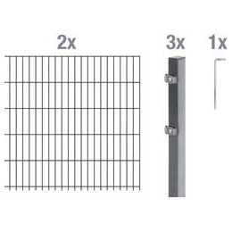 GAH Alberts Alberts Doppelstabmatten-Grundset 4 m 200 x 160 cm 6/5/6 anthrazit