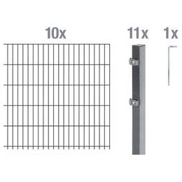 GAH Alberts Alberts Doppelstabmatten-Grundset 20 m 200 x 140 cm 6/5/6 anthrazit