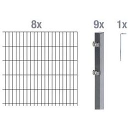 GAH Alberts Alberts Doppelstabmatten-Grundset 16 m 200 x 120 cm 6/5/6 anthrazit