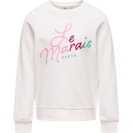 Only® Sweatshirt, Stickerei, Rippbündchen, für Kinder, weiß, 146/152