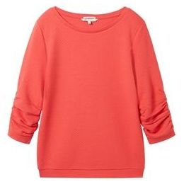 Tom Tailor DENIM Damen Strukturiertes Sweatshirt, rot, Uni, Gr. XL