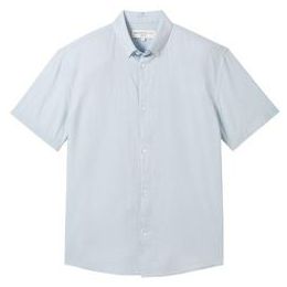 Tom Tailor DENIM Herren Basic Kurzarmhemd, blau, Uni, Gr. XL