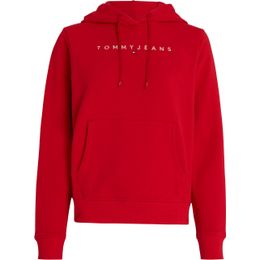 Tommy Jeans Hoodie, Logo-Stickerei, Tunnelzug, für Damen, rot, S